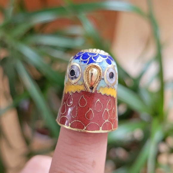 Art | Rare Vintage Cloisonne Bird Owl Thimble | Poshmark